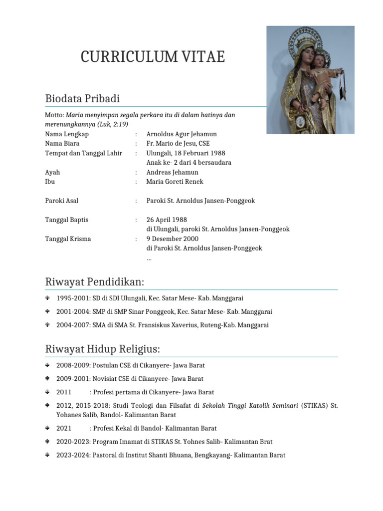 CV Fr. Mario | PDF