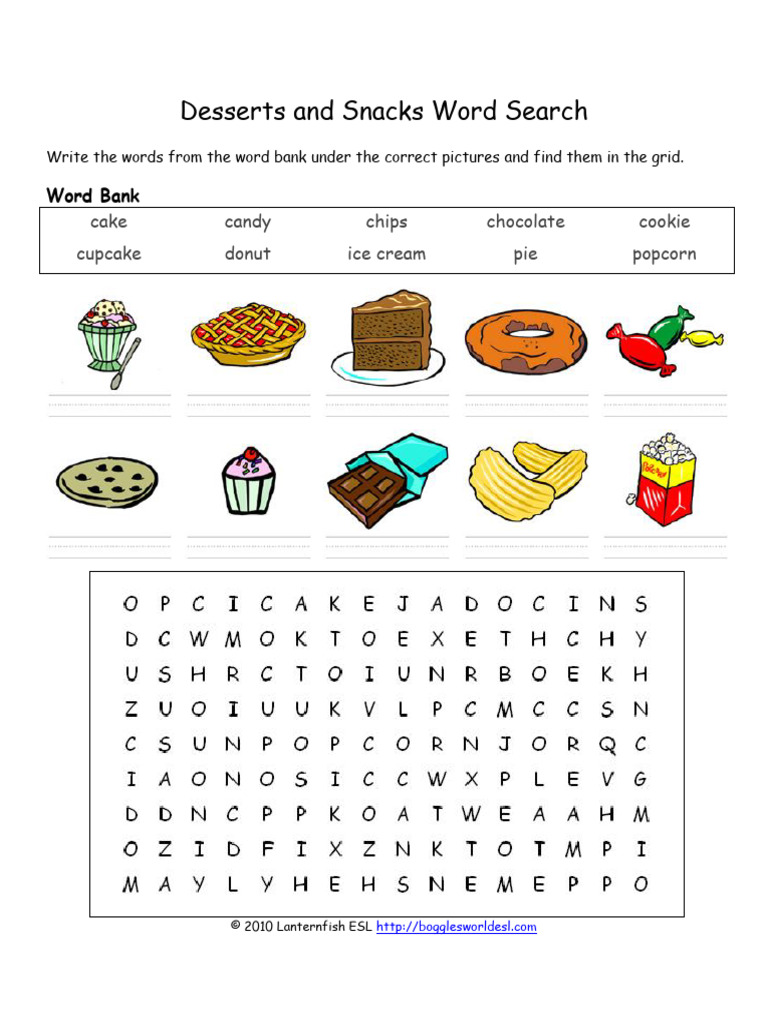 Desserts Word Search | PDF