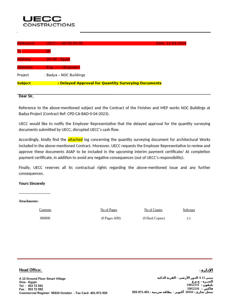 Delayed Approval For Quantity Surveying Documents - Badya - Clubhouse | PDF