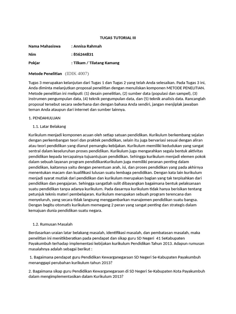 Metode Penelitian Tugas 3 | PDF