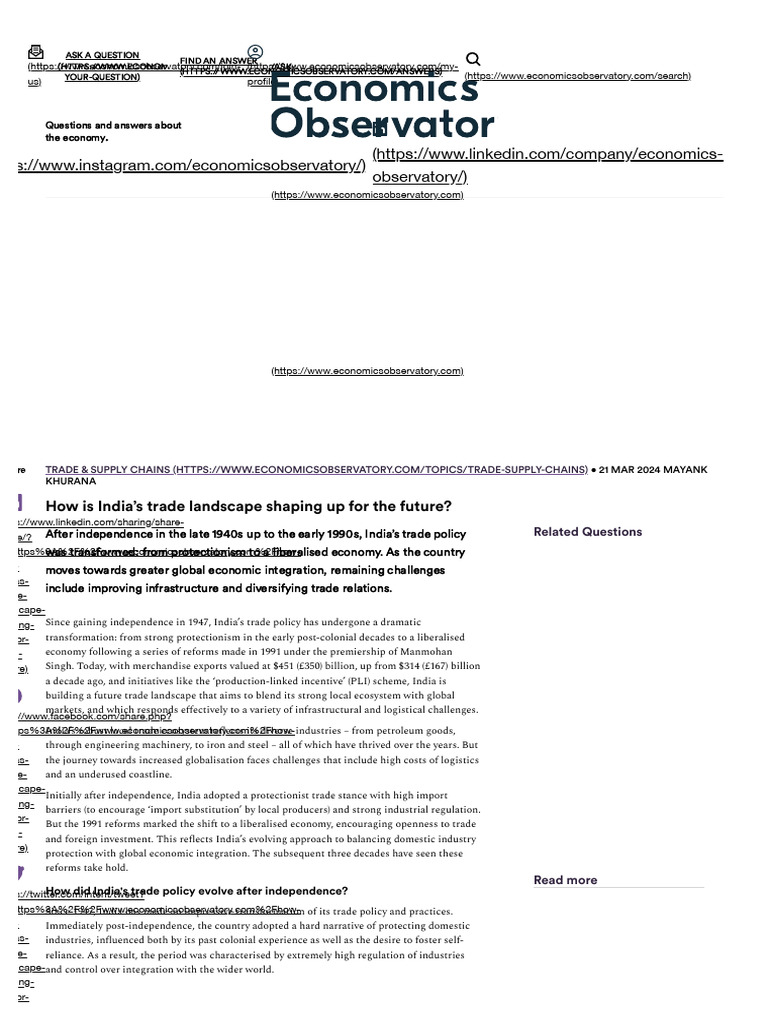 India's Evolving Trade Landscape | PDF | Exports | Trade