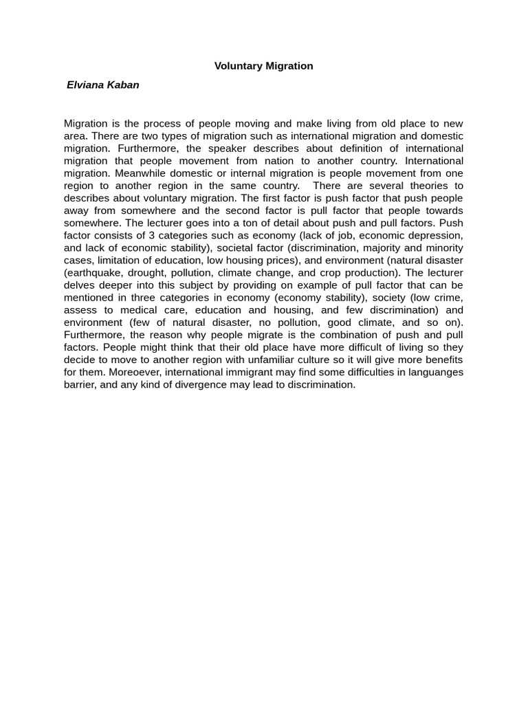 Voluntary Migration | PDF