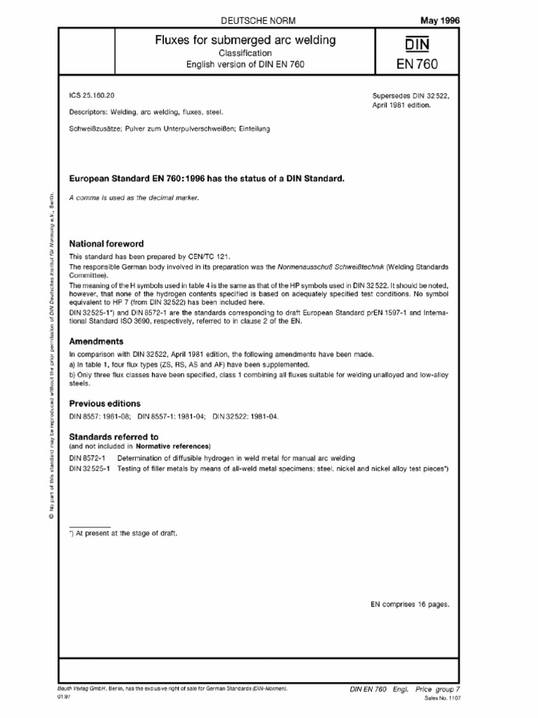 BS en 760-1996 | PDF | Welding | Construction