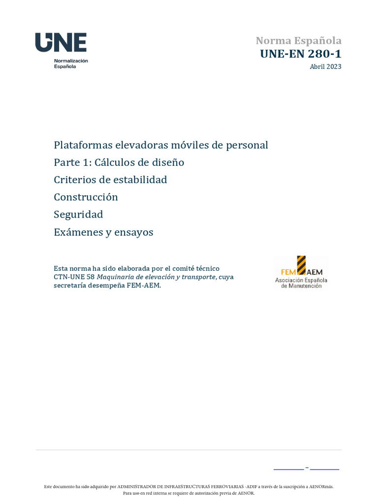 Une-En 280-1 - 2023 | PDF | Organización internacional para la ...