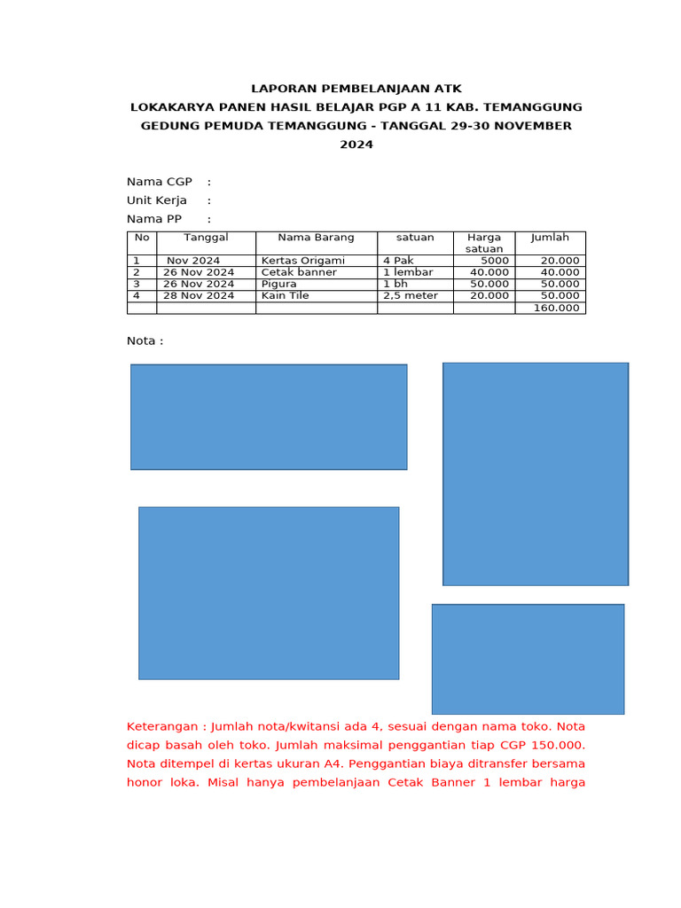 Contoh Laporan Pembelanjaan Atk | PDF