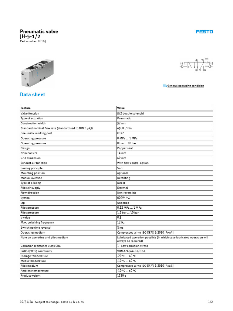 Data Sheet | PDF | Valve | Pneumatics