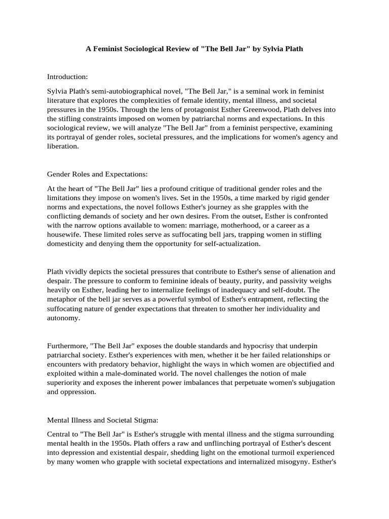 Feminist Analysis of "The Bell Jar" | PDF | Gender | Gender Studies