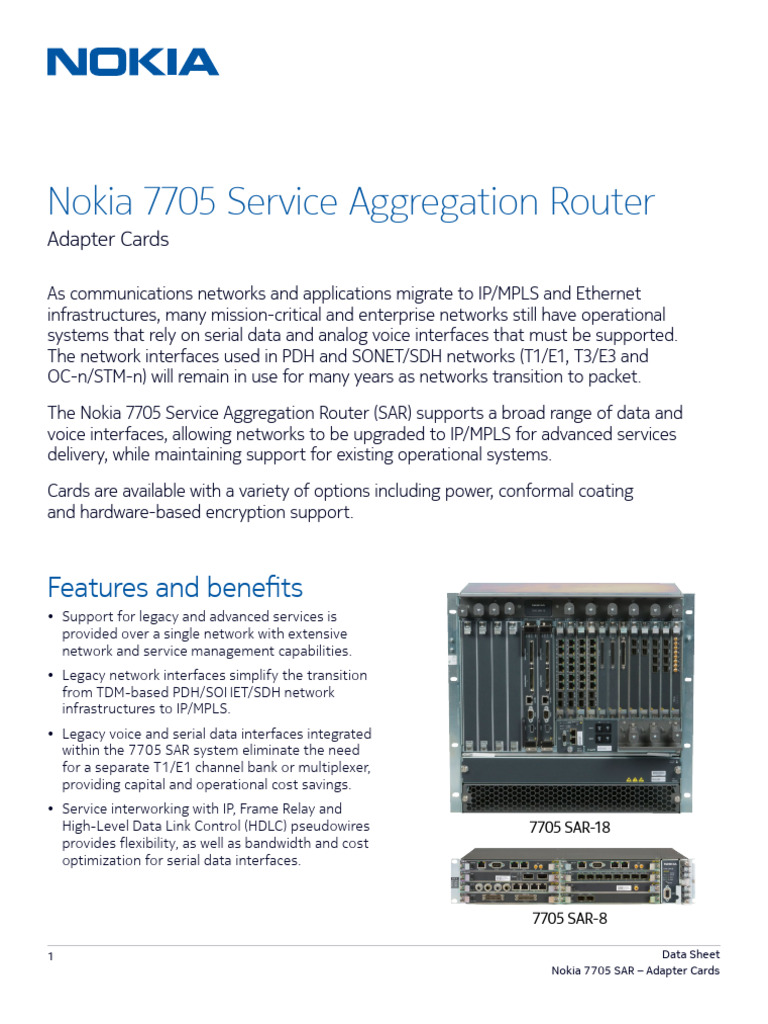 Nokia 7705 Sar Adapter Cards Rel20 Data Sheet en | PDF | Computer ...