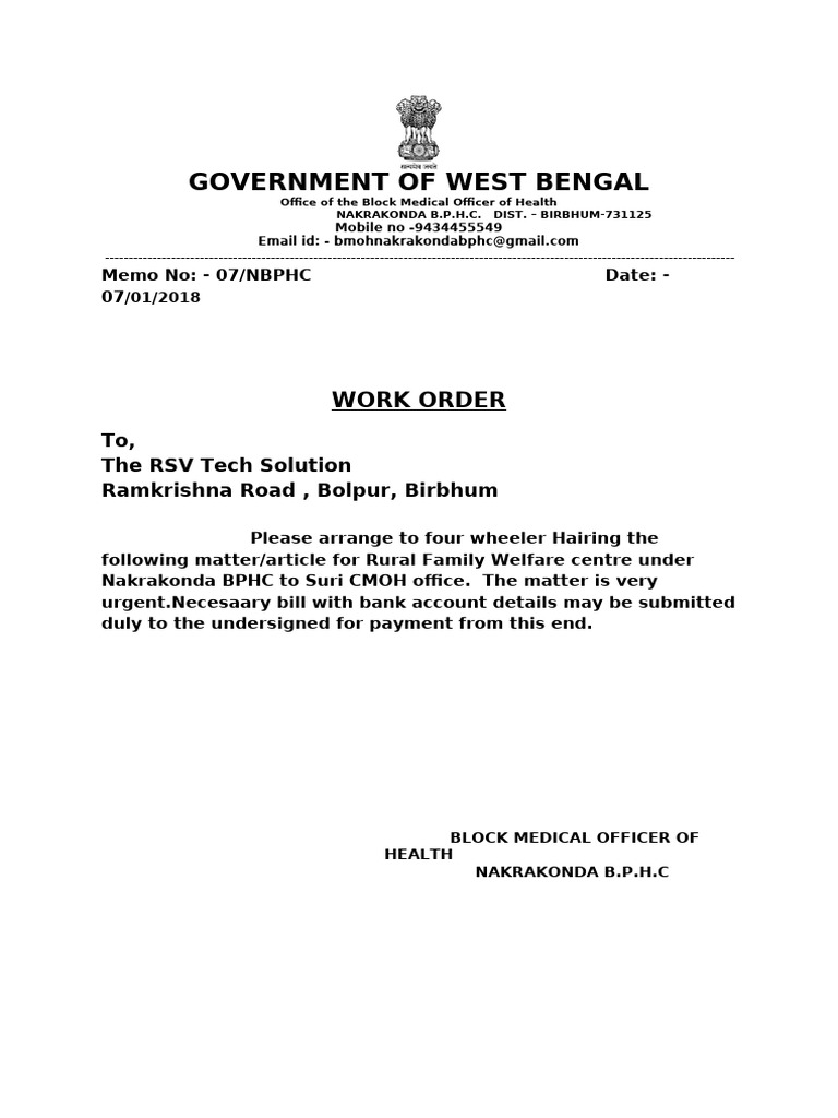 Four Wheeler Work Order | PDF