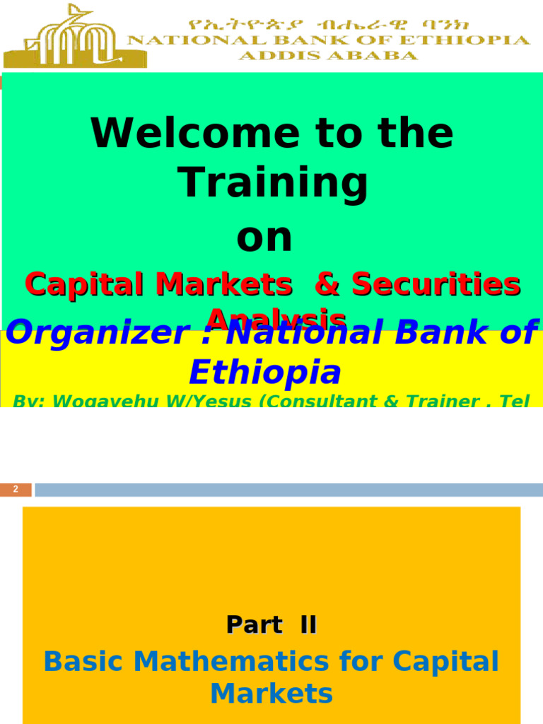 Basic Mathematics For Capital Markets-NBE-MA | PDF | Present Value ...