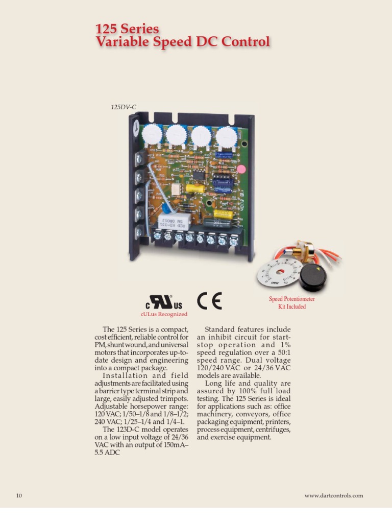 125 Series Variable Speed DC Control: Product Specifications and ...