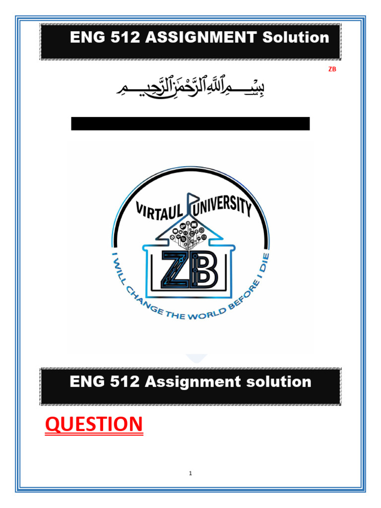 Eng 512 Assignment Solution | PDF | Course Credit | Motivational