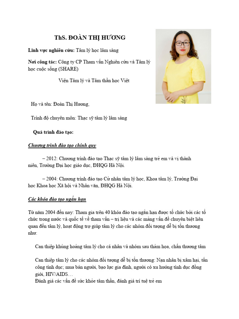 CV Ths. Doan Thi Huong | PDF