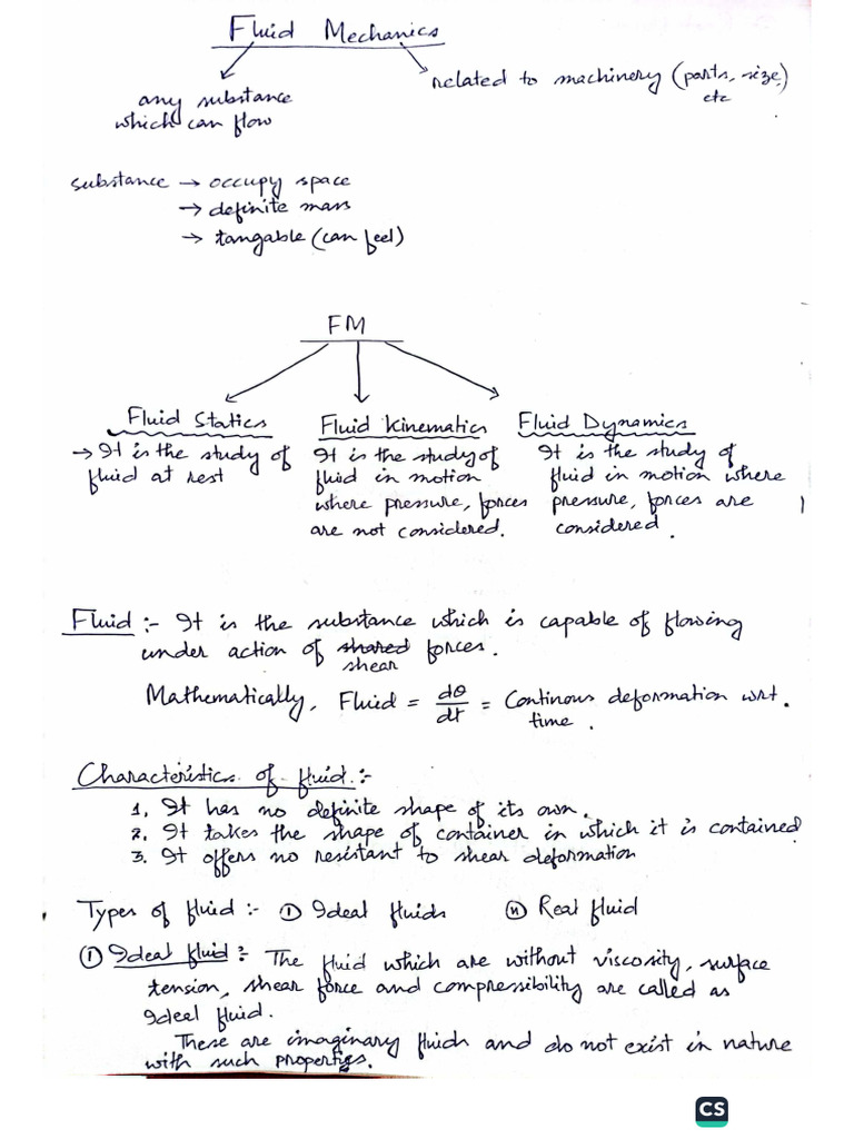 Fluid Mechanics Notes | PDF
