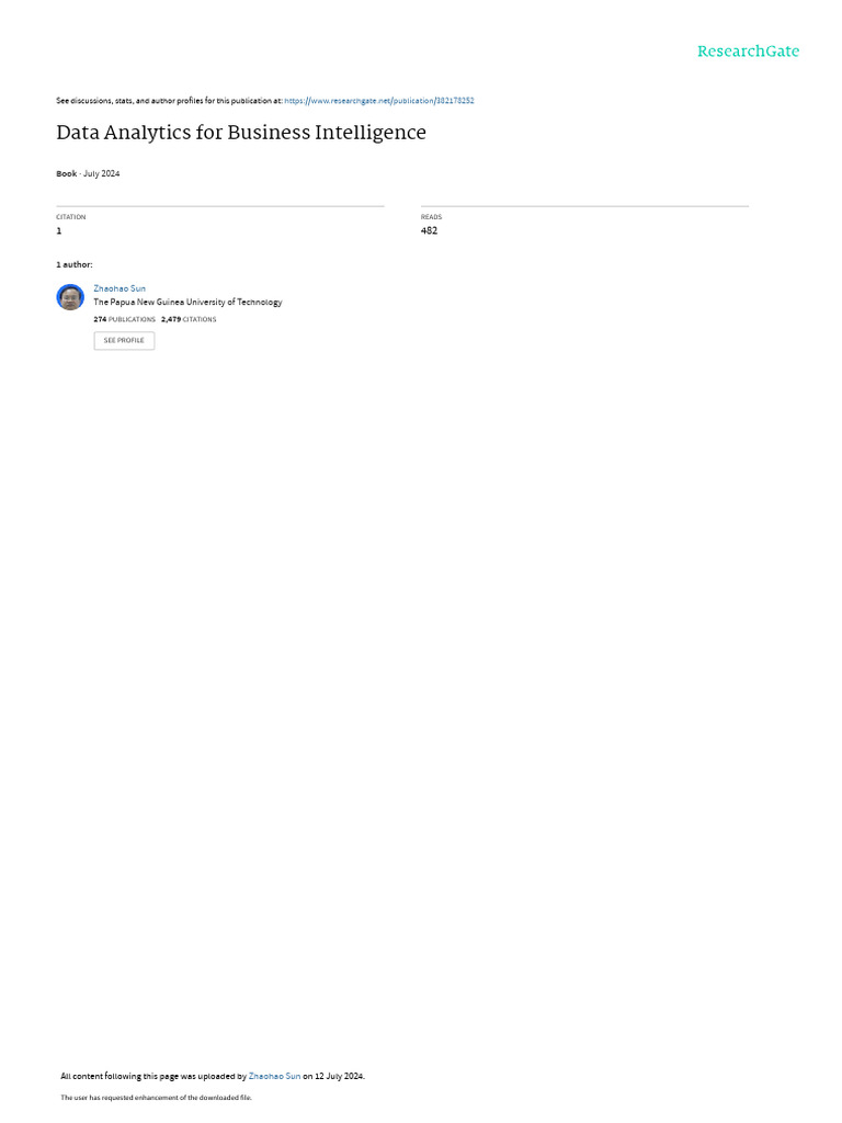Data Analytics For Business Intelligence: July 2024 | PDF | Analytics | Data