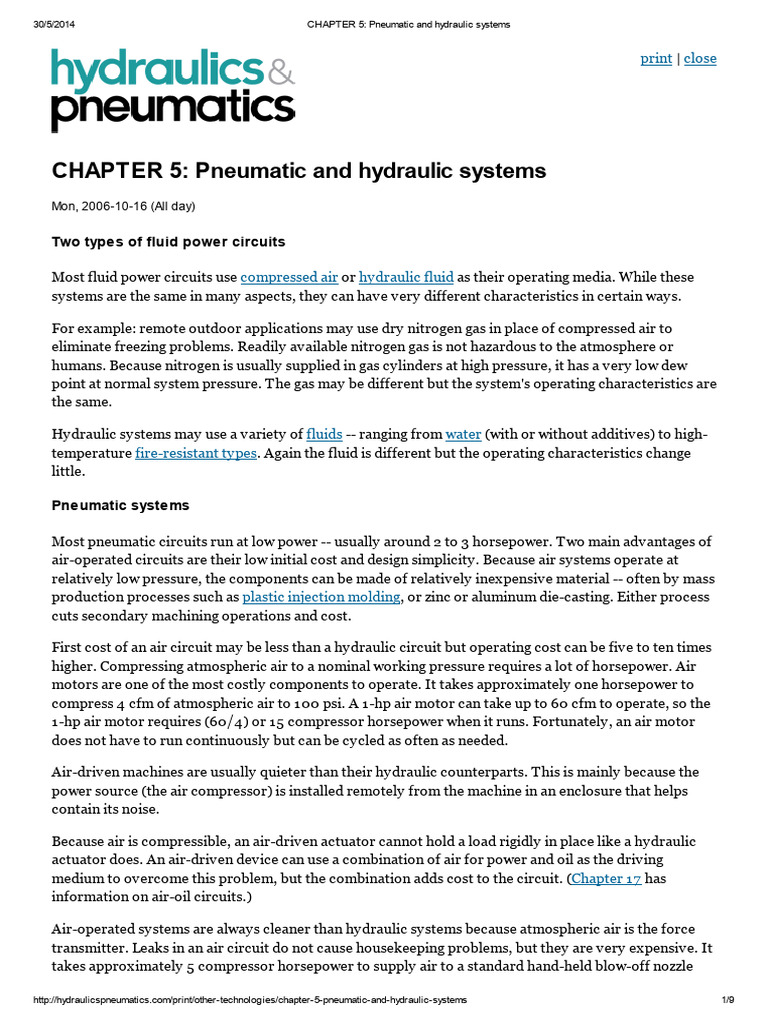 CHAPTER 5 - Pneumatic and Hydraulic Systems | PDF | Valve | Actuator
