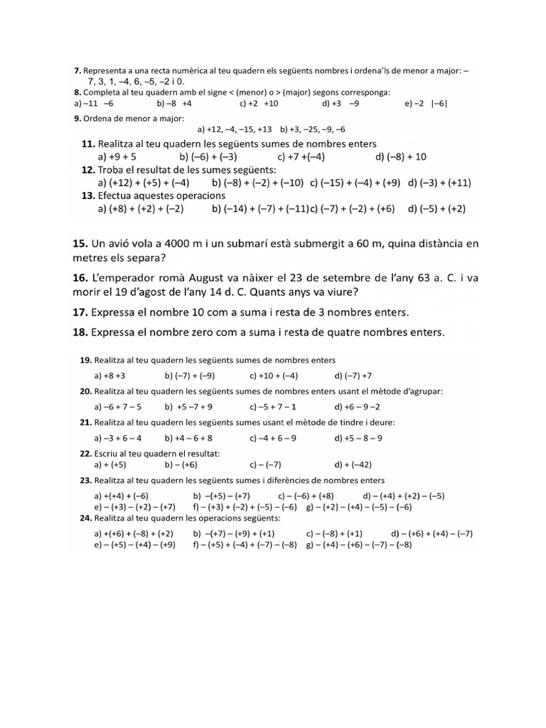 Exercicis Enters 2 | PDF