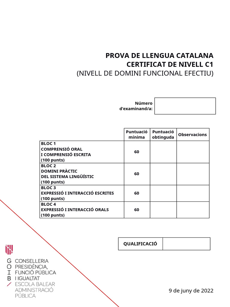 Prova Català c1 2022 | PDF