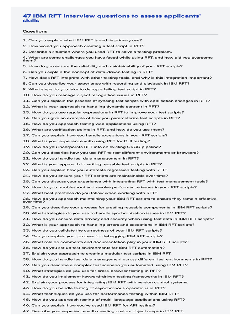 47 Ibm RFT Interview Questions To Assess Applicants Skills ...