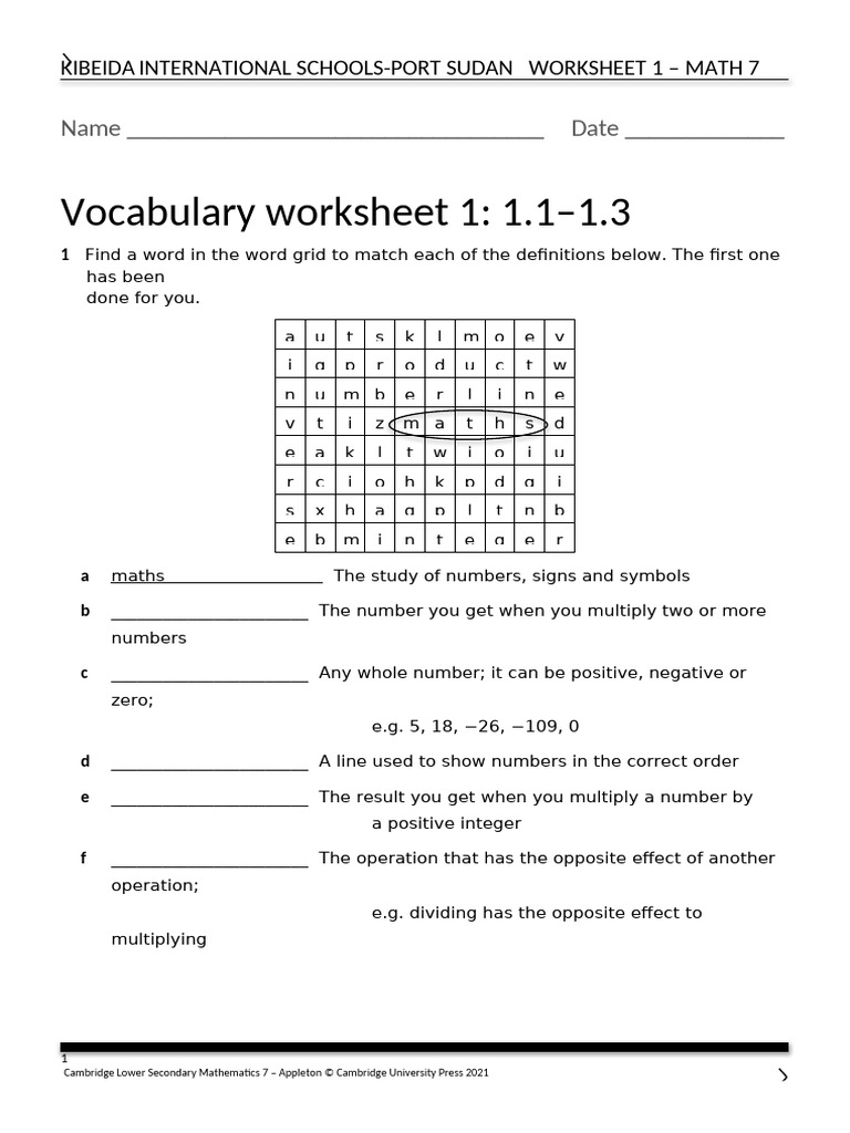 Unit 1 Worksheet 1 1.1-1.3 | PDF | Integer | Numbers
