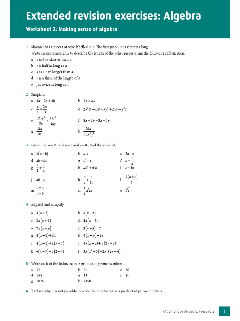 CH 2 Algebra | PDF