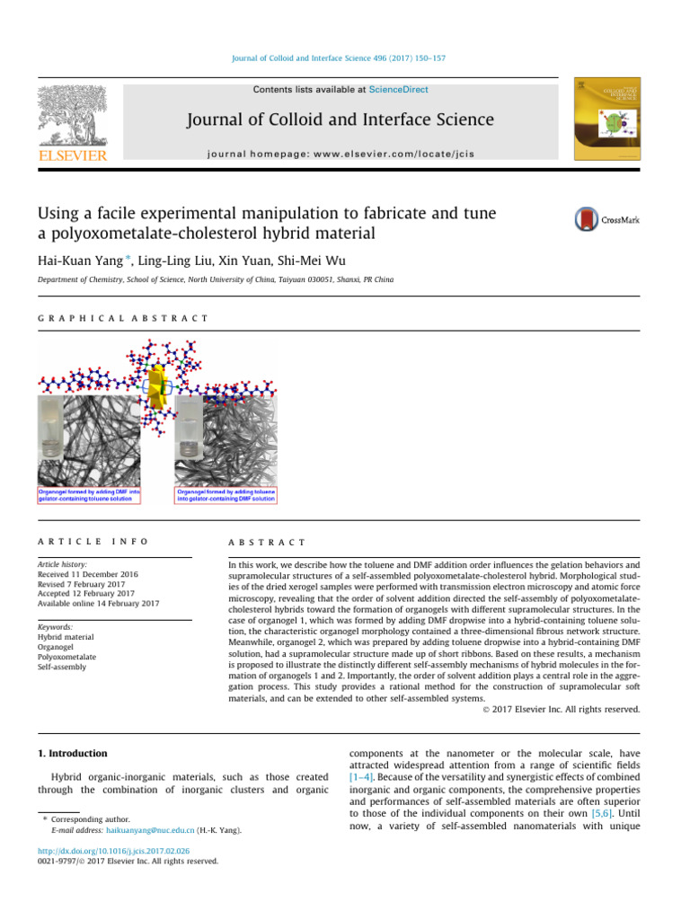 Yang 2017 | PDF | Self Assembly | Atomic Force Microscopy