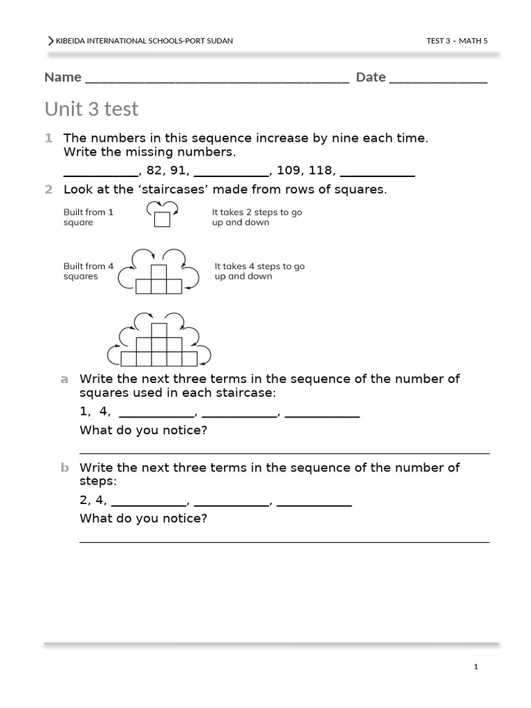 Grade 5 Test 3 | PDF | Mathematical Concepts | Mathematical Analysis