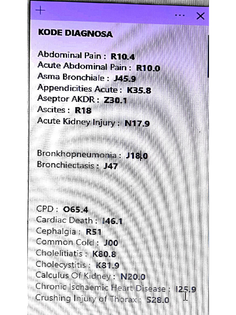 Kode Diagnosa 01 | PDF