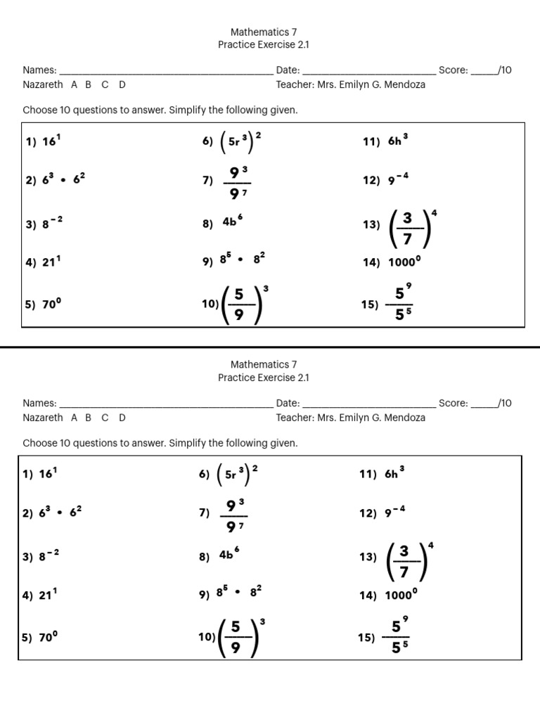 Practice Exercise 2.1 | PDF