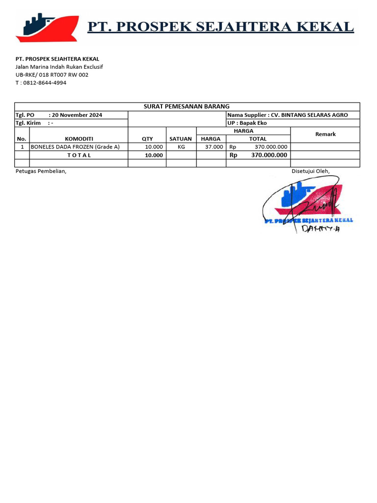 Po Pt. Prospek Sejahtera Kekal | PDF