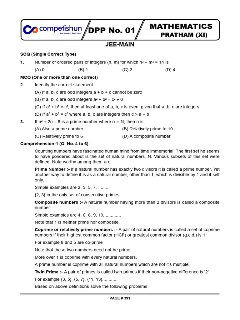 DPP-01 Student | PDF | Elementary Mathematics | Numbers