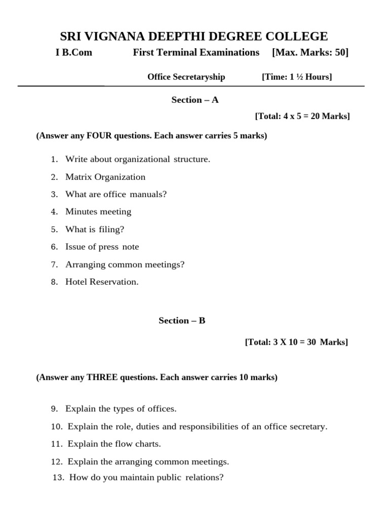 Office Secretaryship Exam Guide | PDF