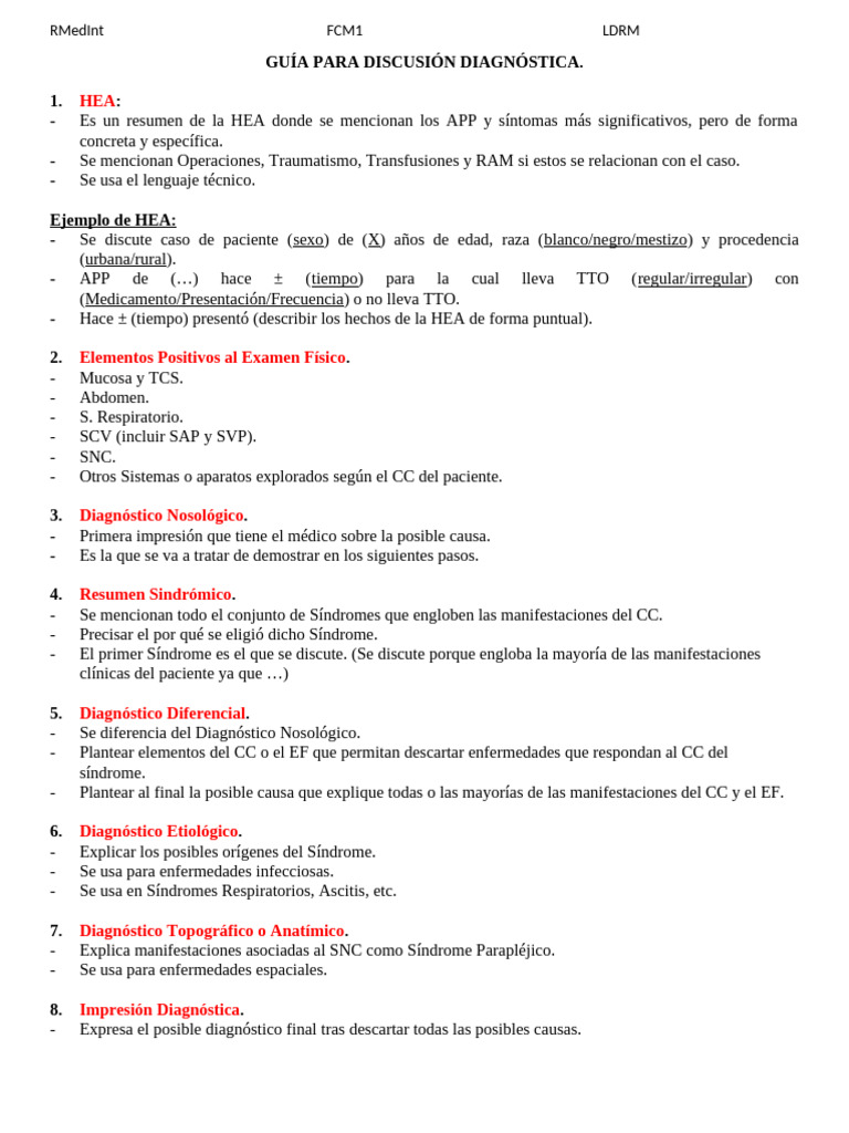1 - Guía para Discusión Diagnóstica | PDF | Diagnostico medico ...