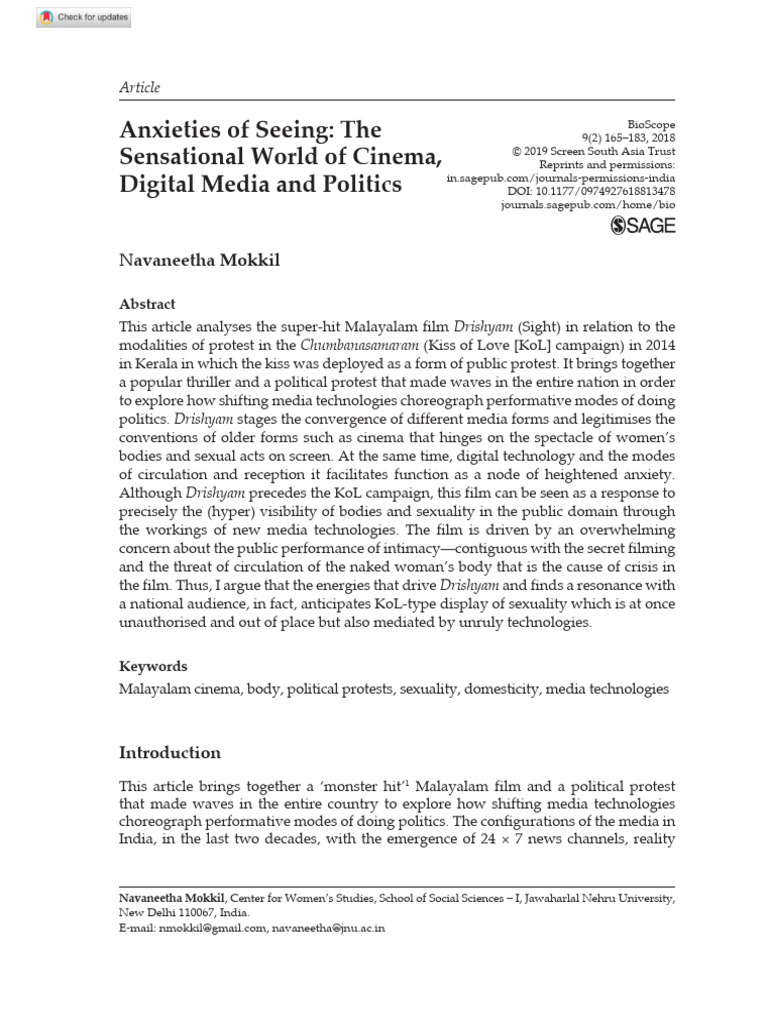 Navaneetha Mokkil-Anxieties of Seeing | PDF