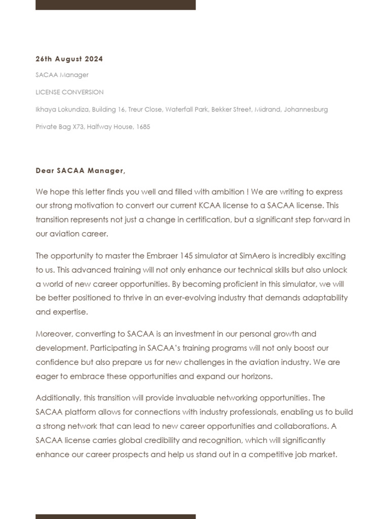 Motivation Letter LICENSE L | PDF