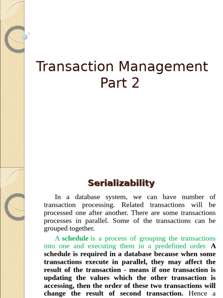 19 - Transaction Management Part 2 | PDF | Database Transaction | Data