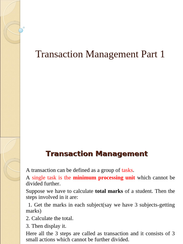 18_Transaction Management Part 1 | PDF | Database Transaction | Acid