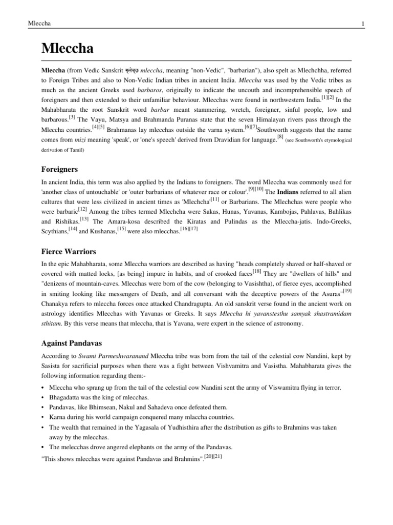 Mlecchas 1 | PDF | Religion And Belief