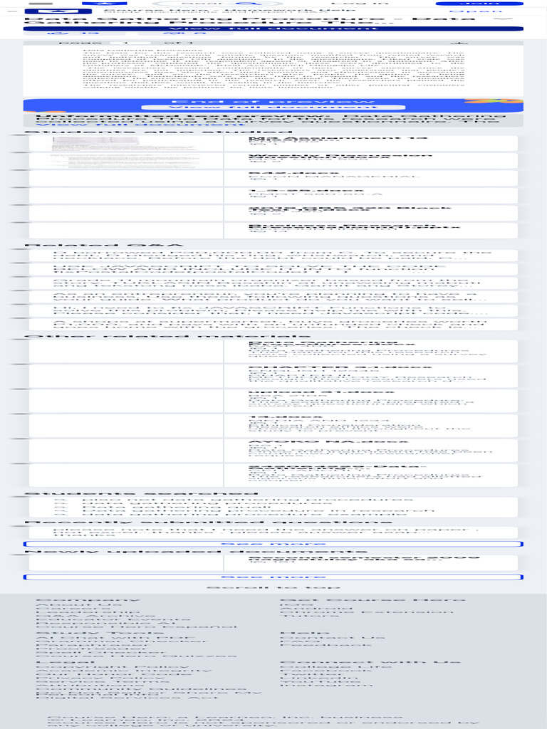 Data Gathering Procedure - Data Gathering Procedure The Data For This ...