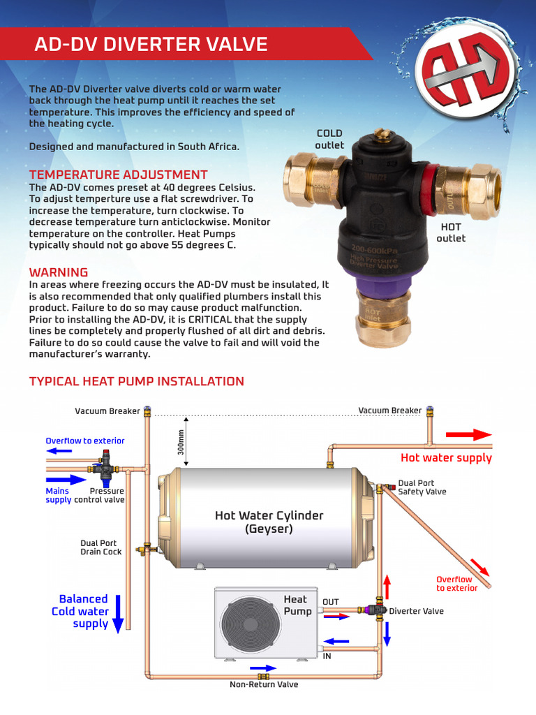 Diverter Valve Instruction | PDF | Water Heating | Valve