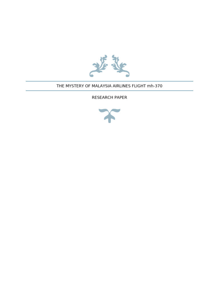 The Mystery of Malaysia Airlines Flight MH370 | PDF | Malaysia Airlines ...