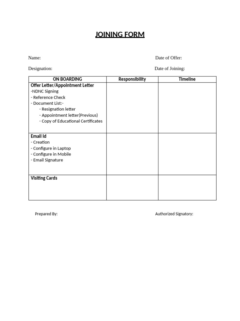 Joining Form | PDF