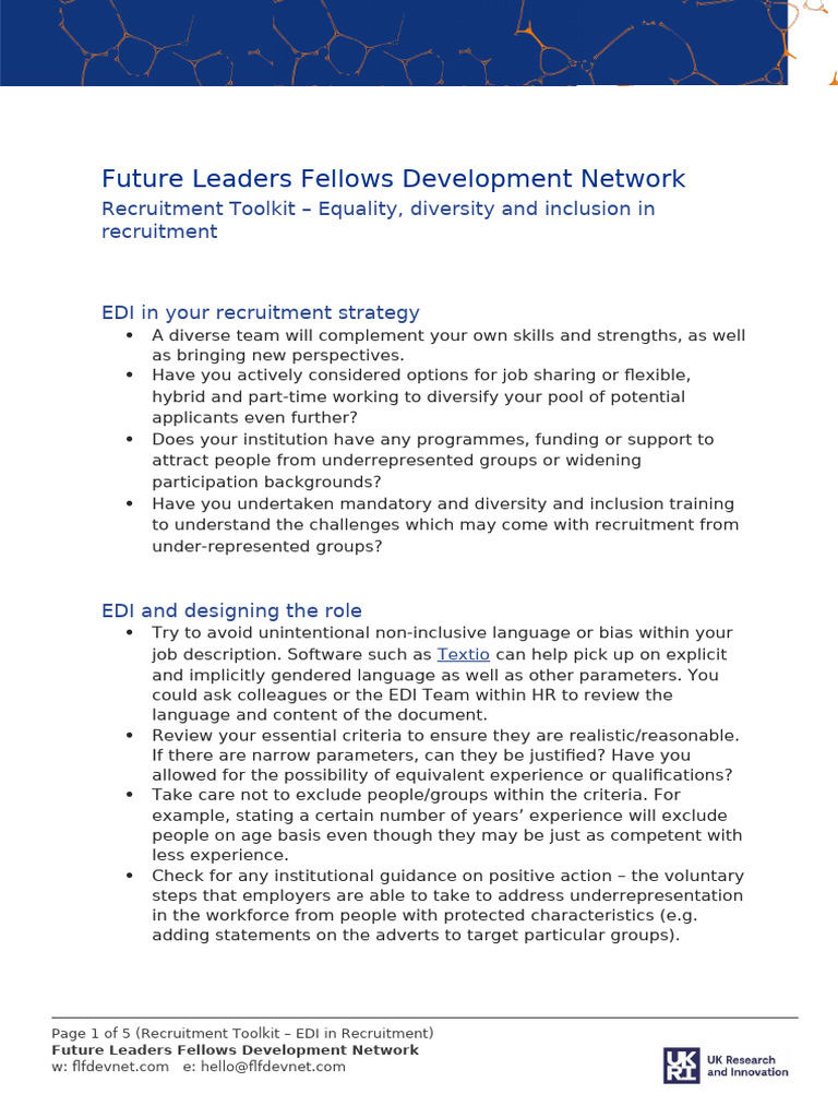 EDI in Recruitment | PDF | Recruitment | Bias