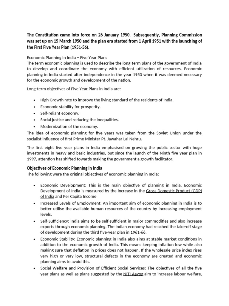 Five year plan | PDF | Economic Growth | Economic Planning