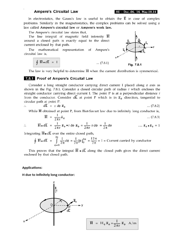 Amperes Circuital Law, Point Form of Amperes Circuital Law | PDF