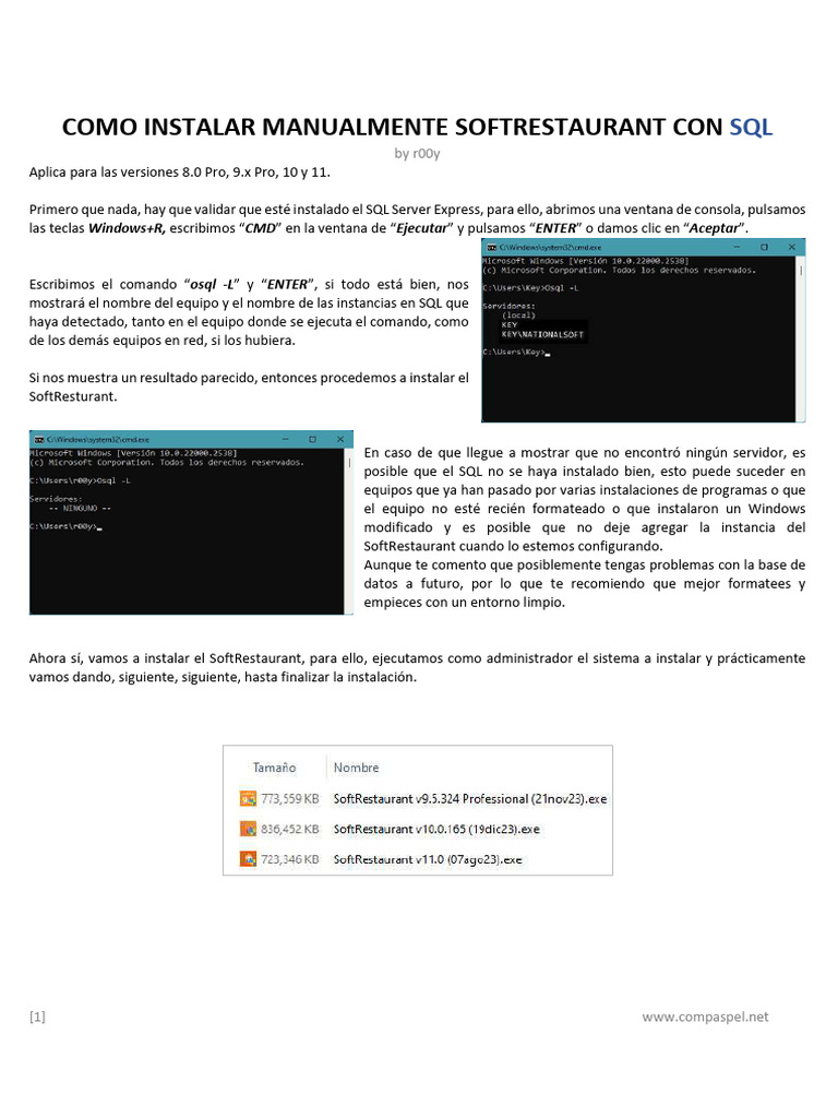 Como Instalar SoftRestaurant Con SQL y Conectar Comanderos | PDF | Servidor SQL de Microsoft ...