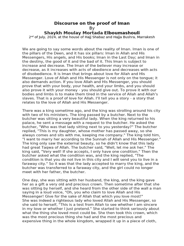 Discourse On The Proof of Iman | PDF | Prophets And Messengers In Islam ...