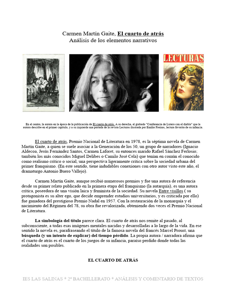 Intro y Analisis El Cuarto de Atras 1 | PDF | Narración | Novelas