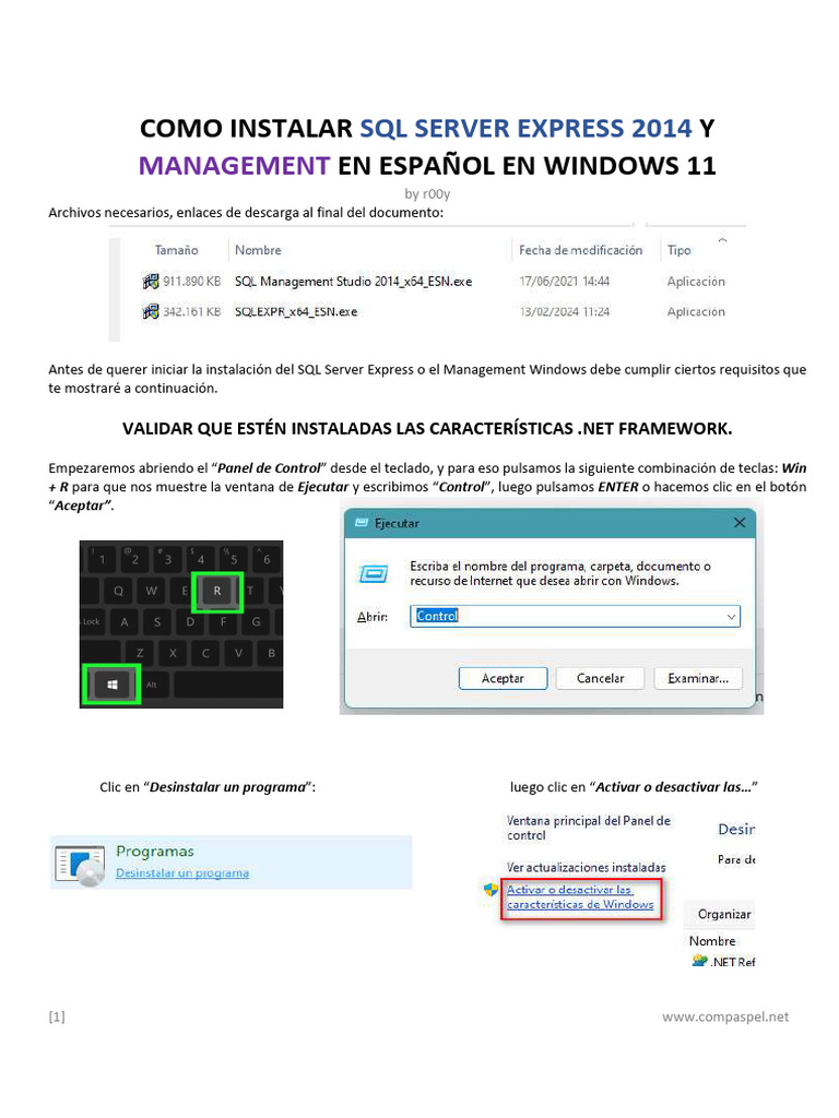 Como Instalar SQL Server Express 2014 y Management en Español | PDF ...