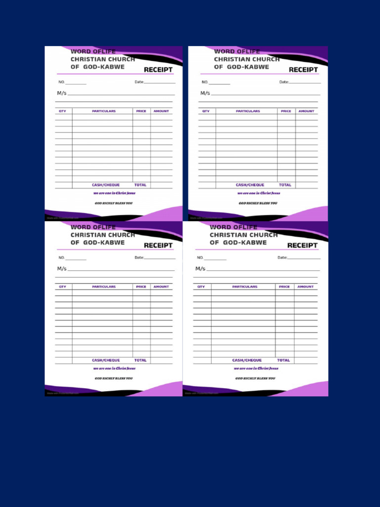 Word of Life Christian Church of God Receipt Book | PDF
